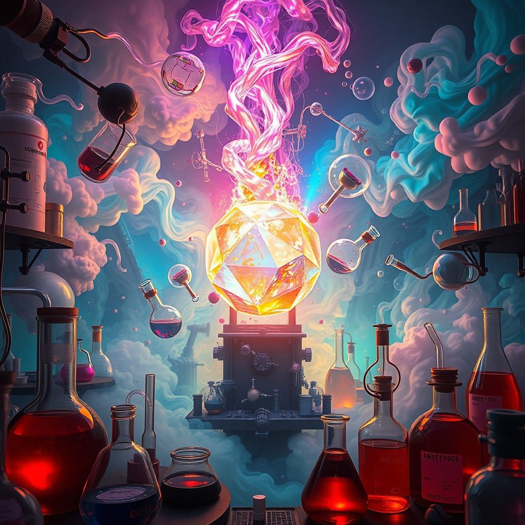 físico quimica - Surreal Laboratory Scene in Dreamlike Aesth...