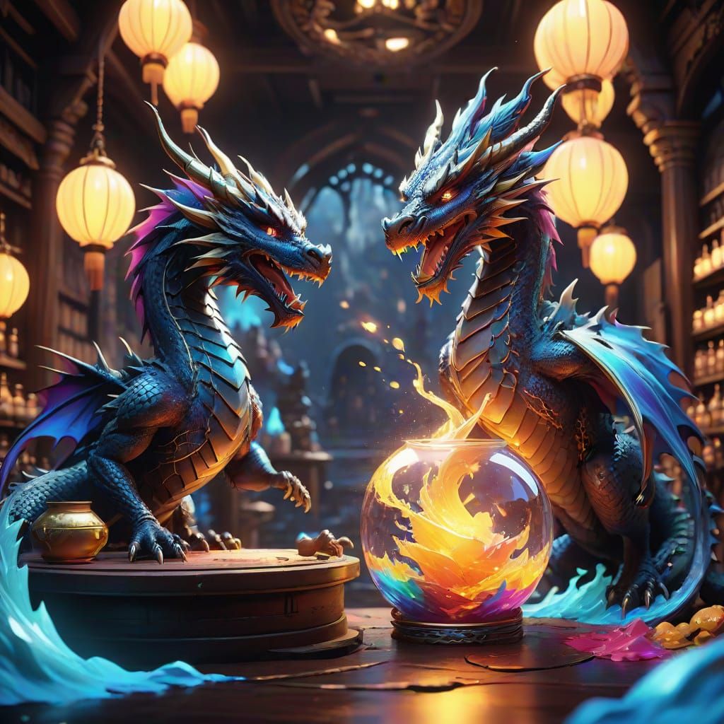 Fantastical Candy Shop Dragon Potion in Hyper-Real... - AI Art