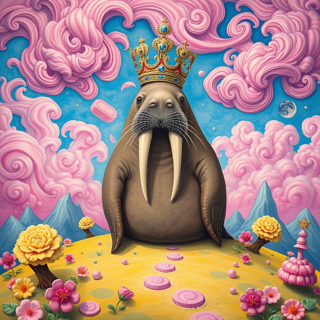 The walrus - Whimsical Walrus in a Candyland Wonderland