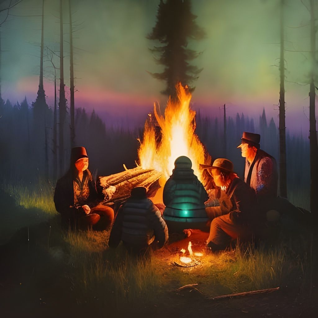 Cosy Campfire in the Woods - AI Generated Artwork - NightCafe Creator