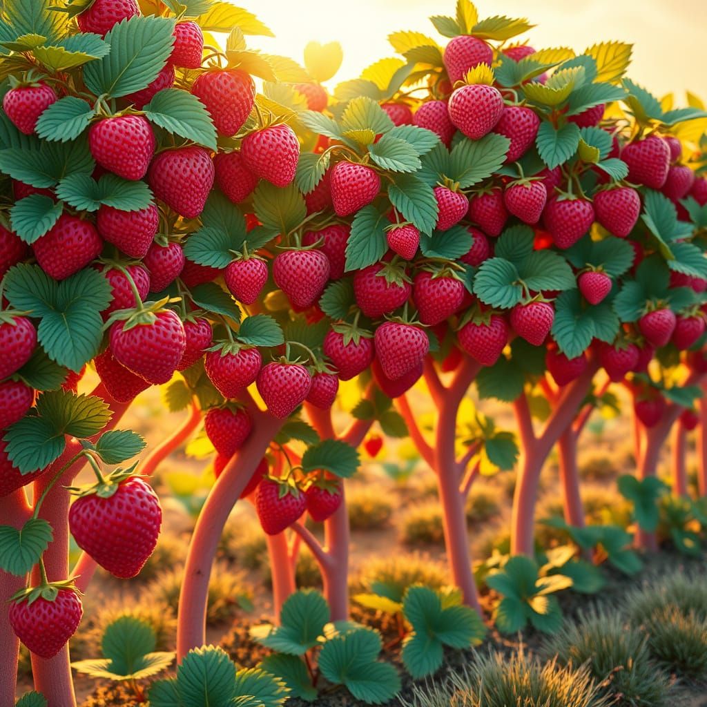 strawberry trees - Surreal Strawberry Trees in Vibrant Pink ...