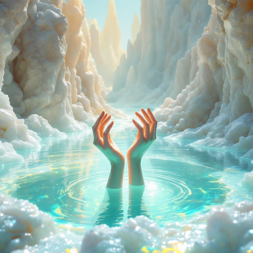 Ethereal Oasis with Crystal Spires and Shimmering ... - AI Art