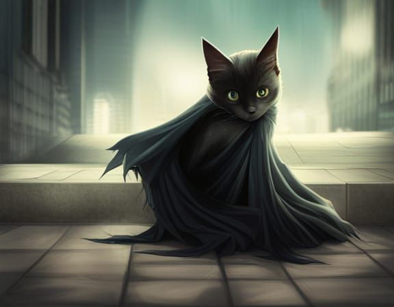 batman kitten - anime style - AI Generated Artwork - NightCafe Creator