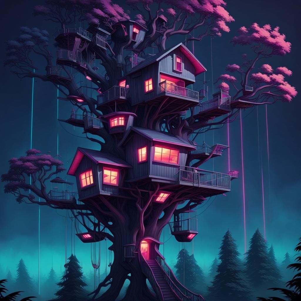 Unusual Treehouses - AI Generated Artwork - NightCafe Creator