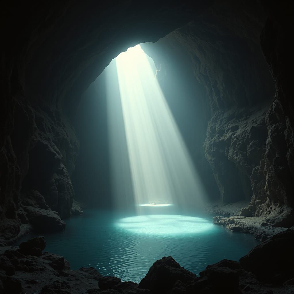Ethereal Cave Oasis in Cinematic Style - AI Art