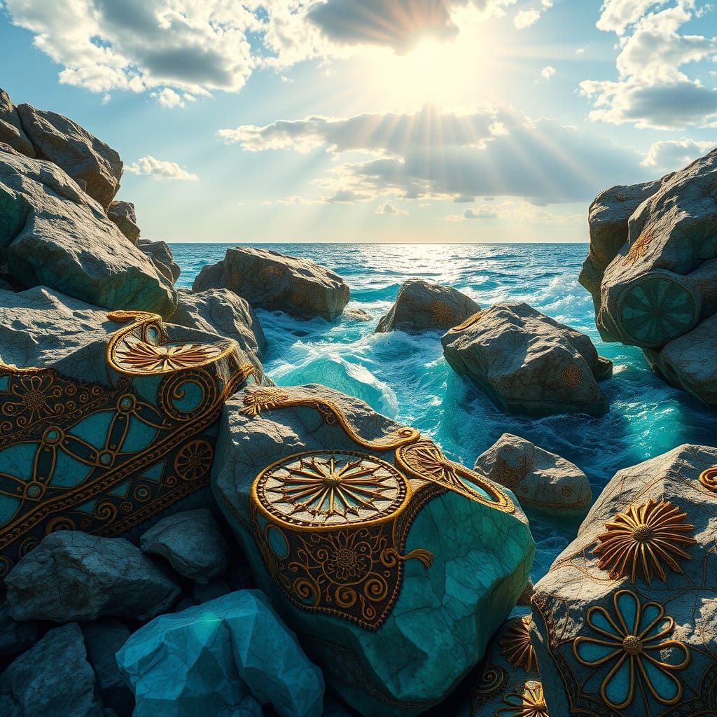 Ocean Rocks Roar Guido Borelli contrasting colors cool colors deep ...