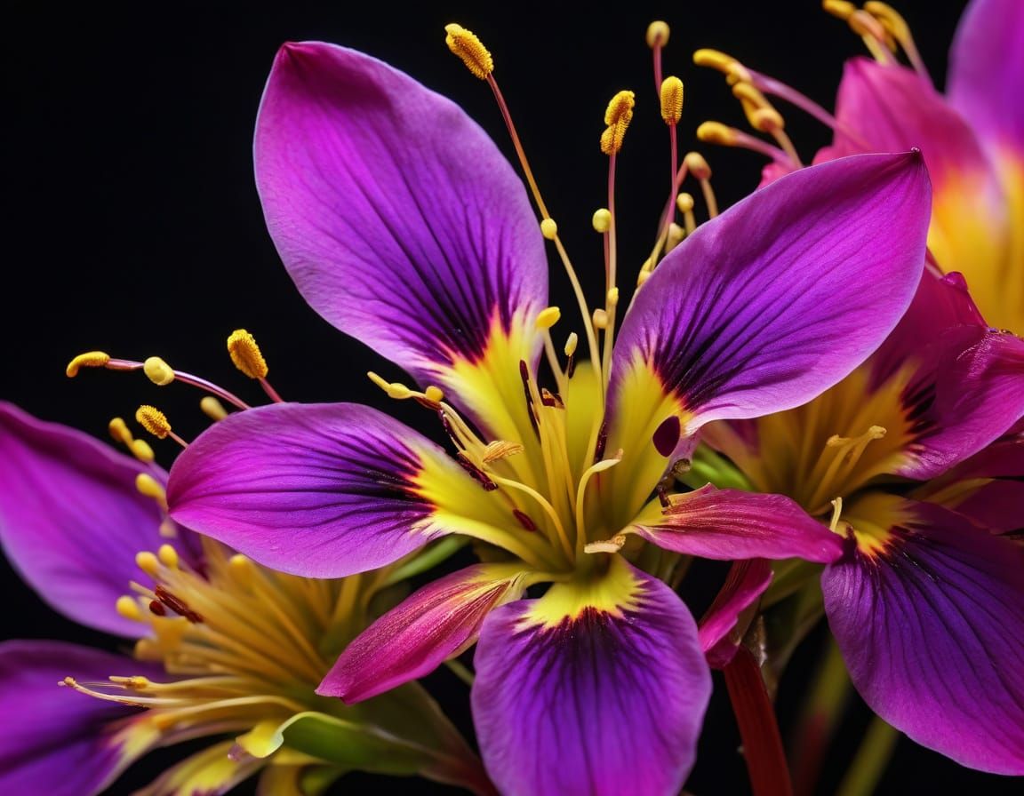 Exotic Blooms in Neon Fuzz - AI Art