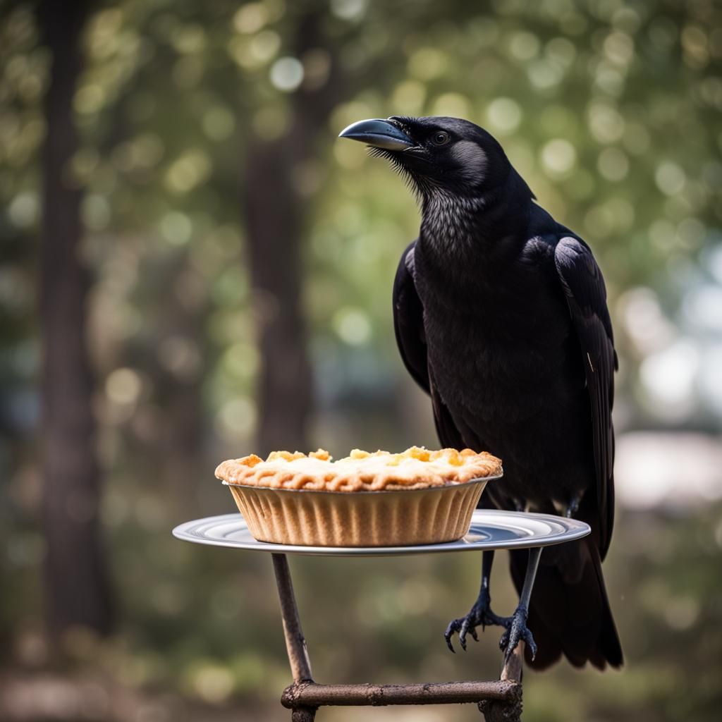 crow eating pie - AI Generated Artwork - NightCafe Creator