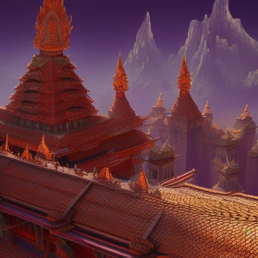 lizard scale roof temple - AI Generated Artwork - NightCafe Creator