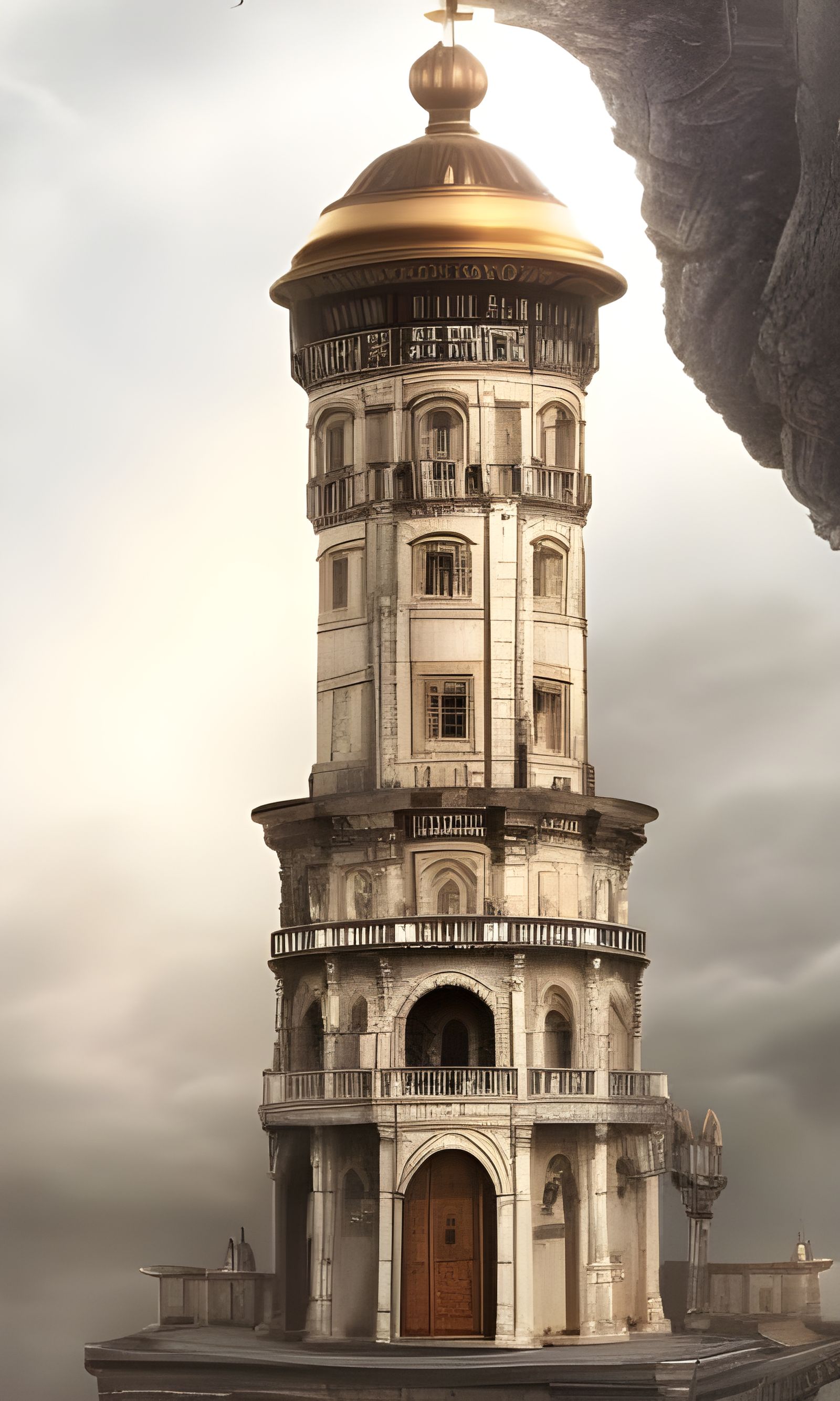 Watchtower in the middle of town. Epic cinematic brilliant stunning ...