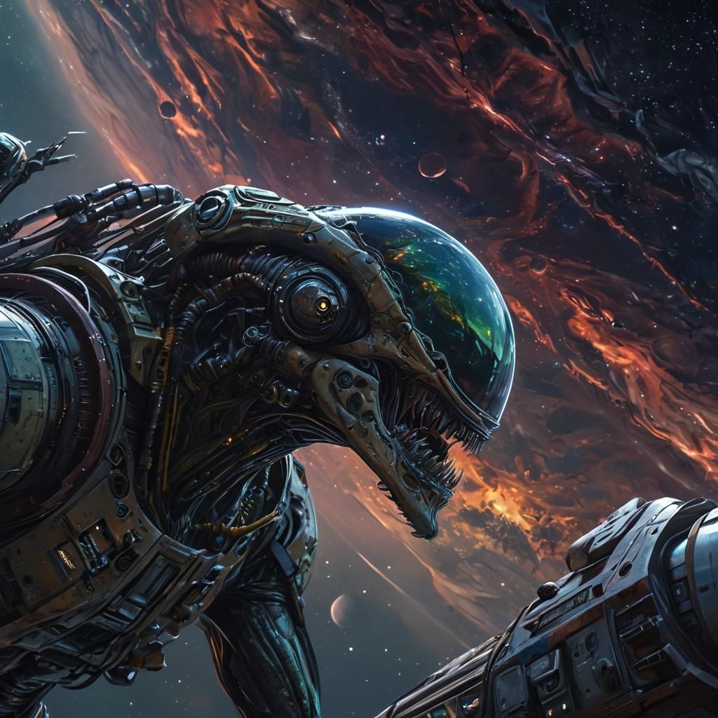 alien in space suit - Vibrant Sci-Fi Alien in a Spacecraft S...