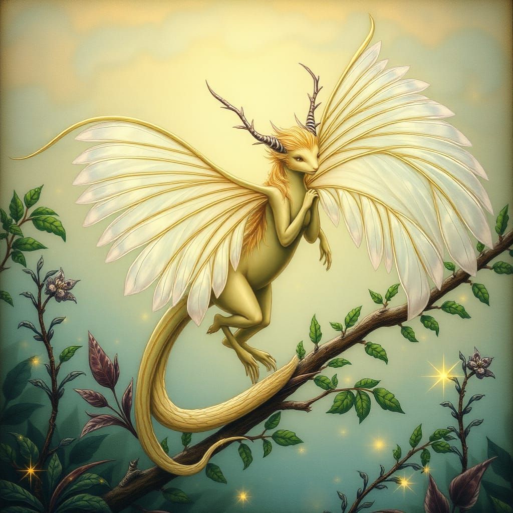 Sprite - Ethereal Nature Spirit in Whimsical Art Nouveau Sty...