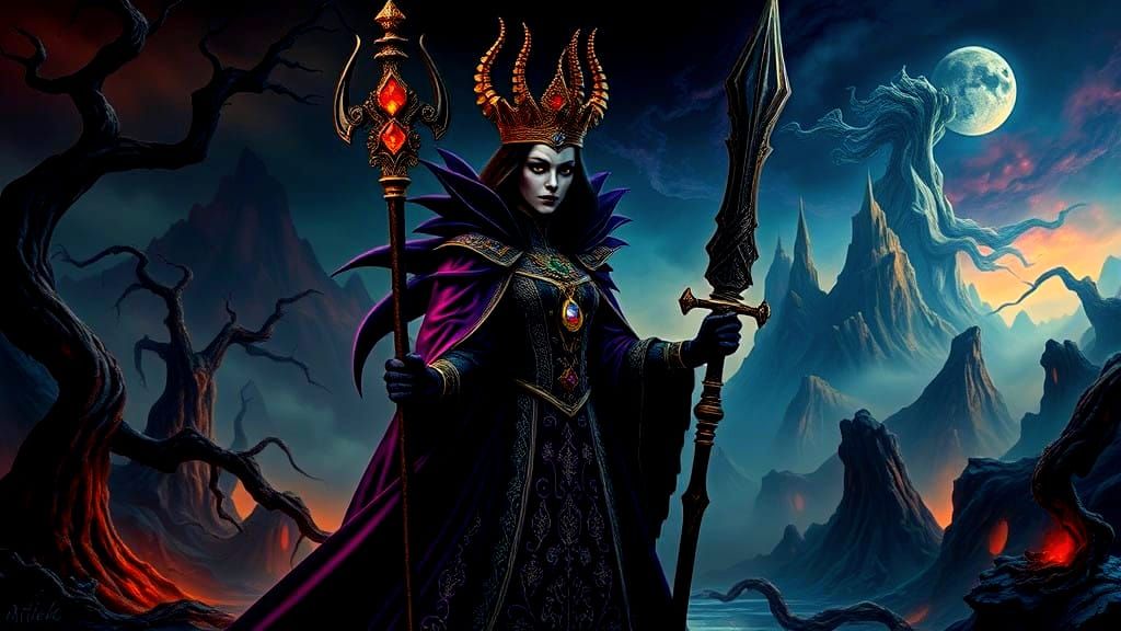 The Queen - Surreal Queen Reigns Over Dark Fantasy Realm