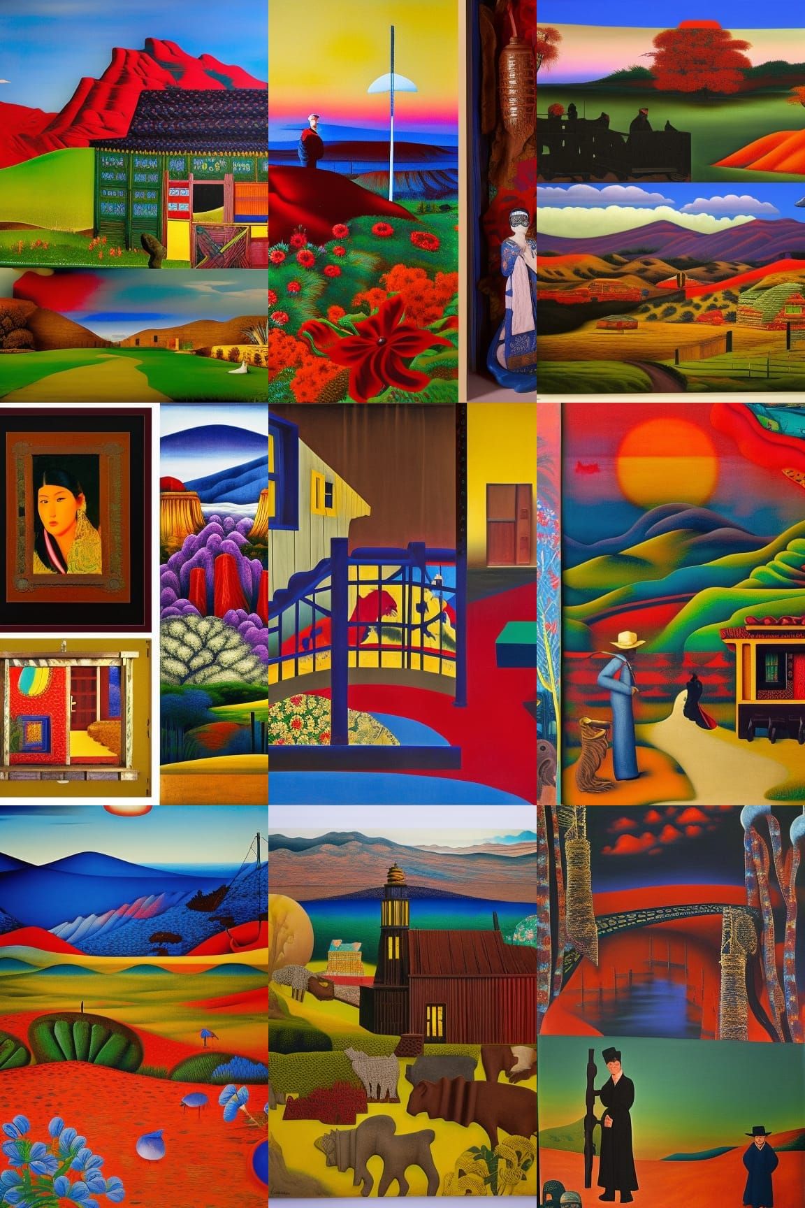 3d collage;melodramatic cowboy love scene;by artist "howard fogg ...