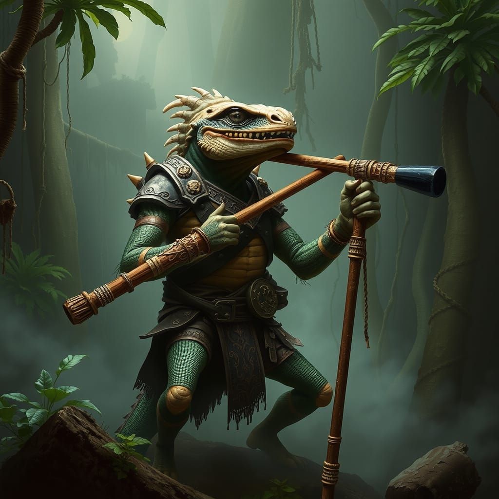 Image of a skink lizardman from the Warhammer setting of the Old World ...