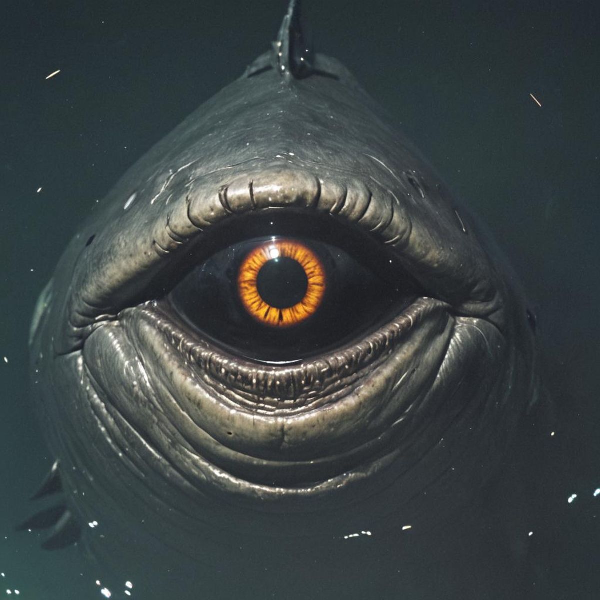 Eerie,Dreadful,Following,Extreme closeup of an evil grotesque black ...