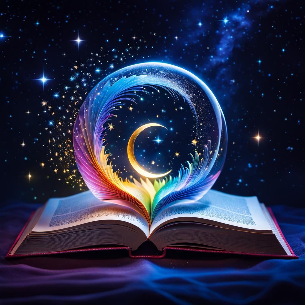 A book with a magic spell illustrated on a page, art by Miki Asai ...