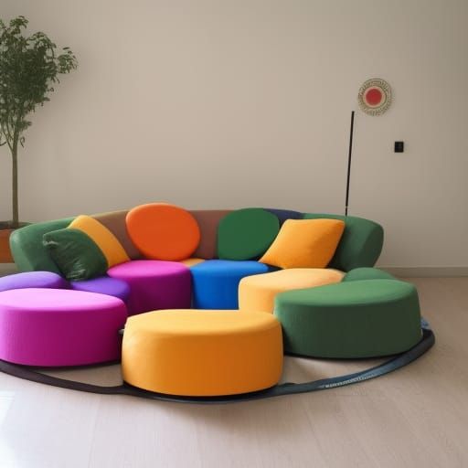 Multicoloured Circular Rainbow Sofa Cushions of Red, Orange, Yellow ...