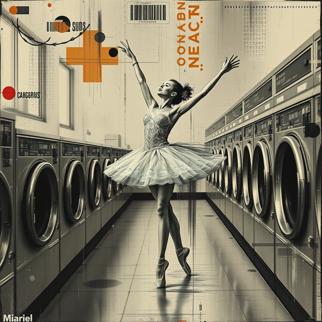 Ballerina + Laundromat - Ballerina in a Whimsical Mixed Medi...