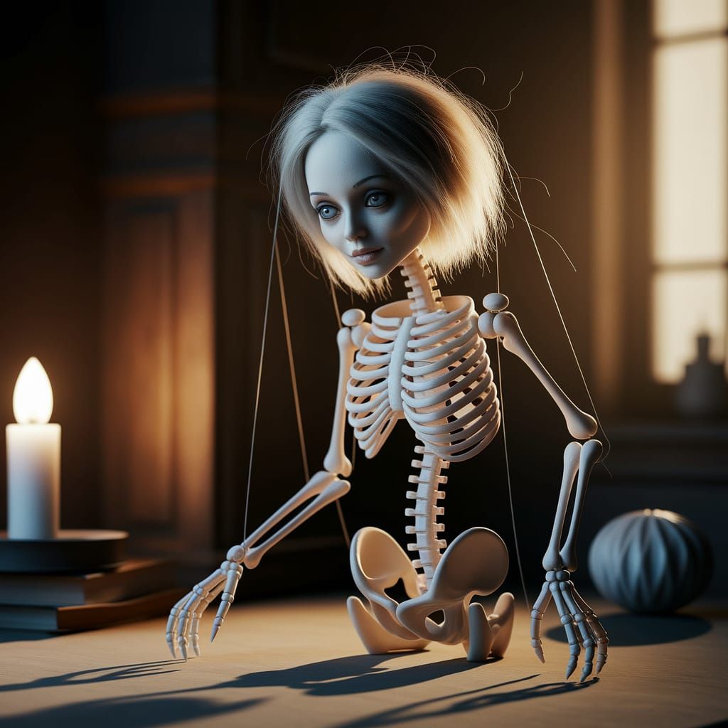 Dolly 2 - Ethereal Hair Figure in Warmly Lit Room