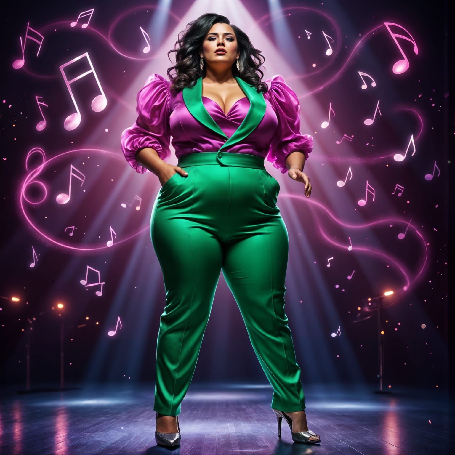 Show Stopper In Emerald & Fuchsia! - Sultry Singer in Emeral...