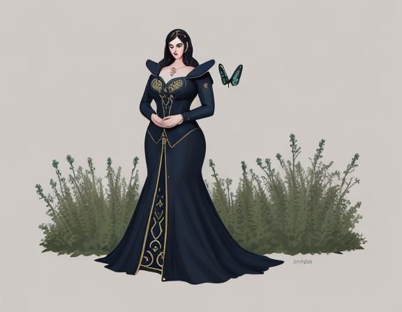 An illustration of a Matronly plus-sized Insect Mage wearing ...