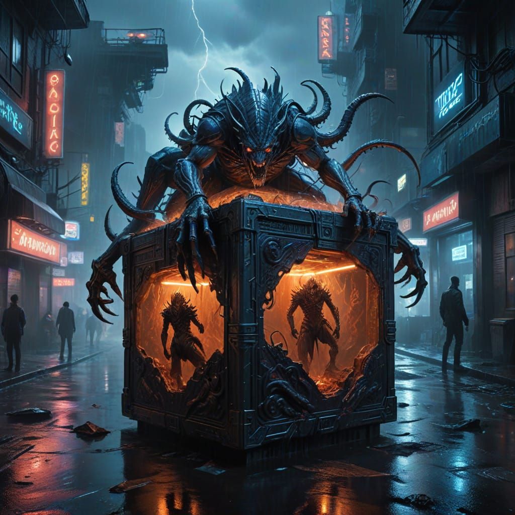 A vivid and haunting, hyperrealistic, hyper-detailed Ink and oil ...