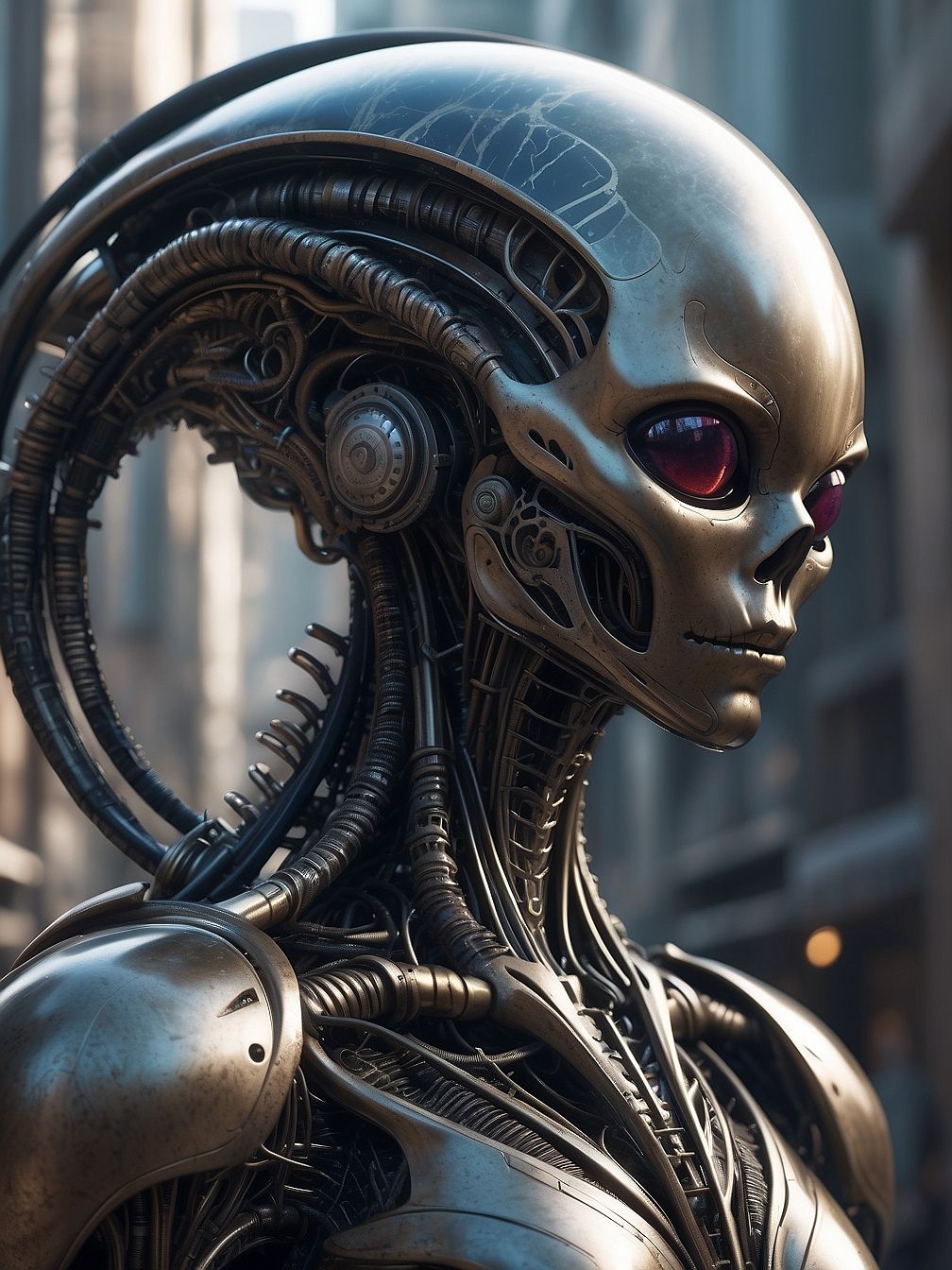 Alien female in town - AI Generated Artwork - NightCafe Creator