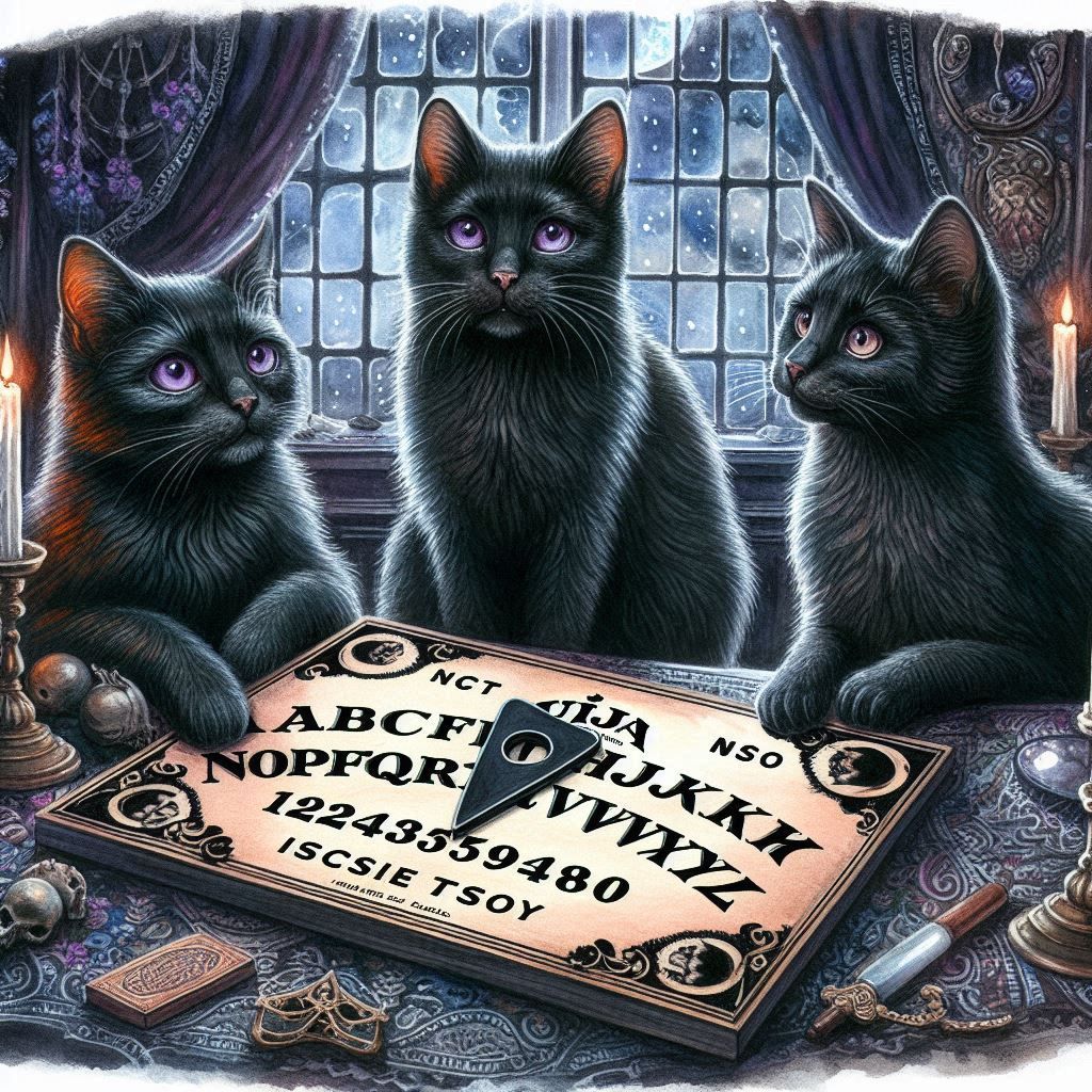 Purple Eyed Cat Ouija - AI Generated Artwork - NightCafe Creator