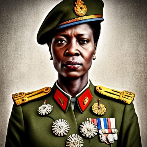 Female military dictator from Cameroon, in uniform, color photo - AI ...
