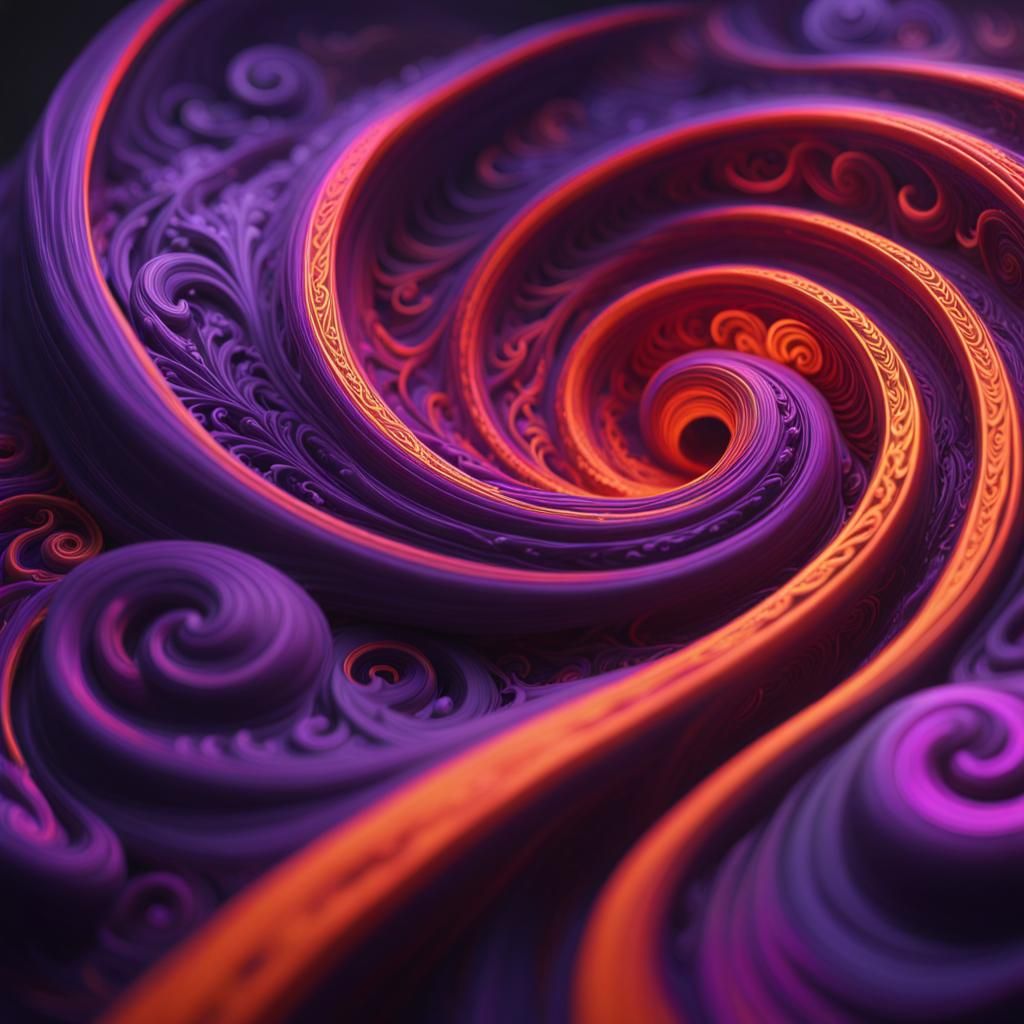 swirls of dark magic in neon purple, red, and orange - AI Generated ...