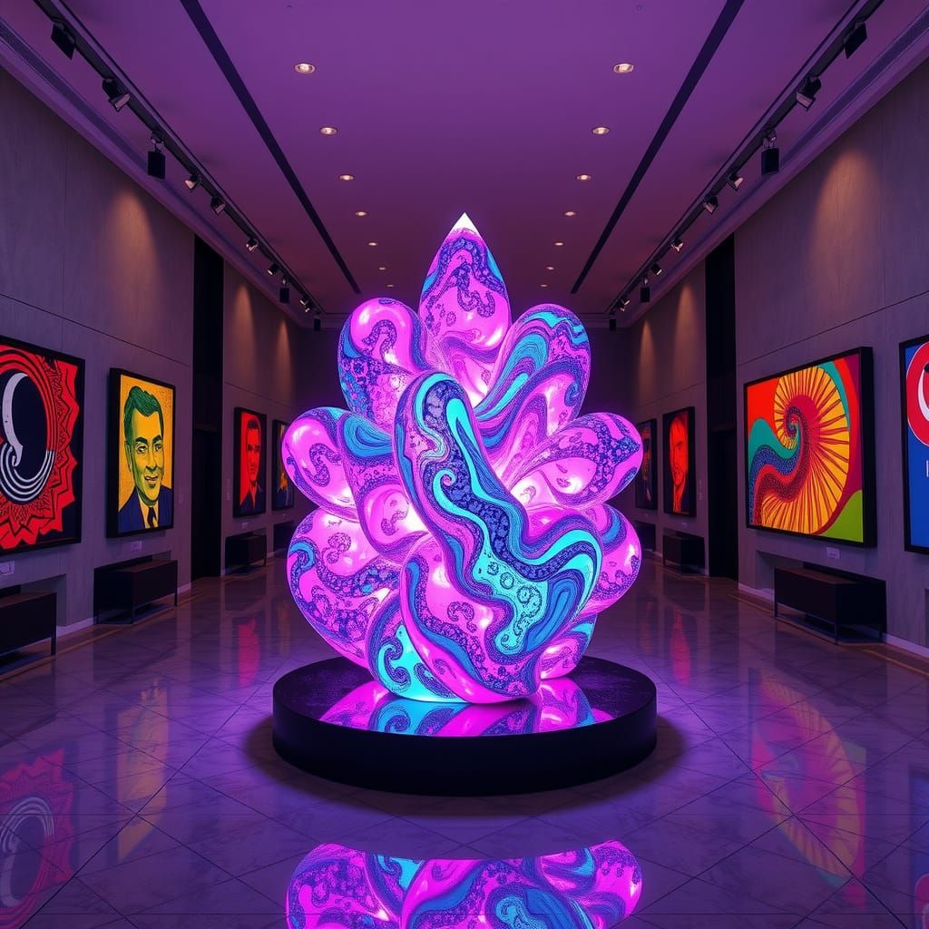 Backlit sculpture - Ethereal Neon Sculpture in a Vibrant Art...