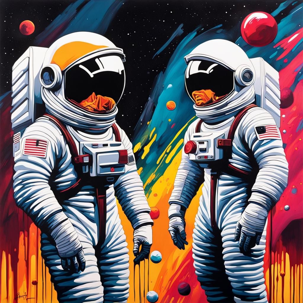 Astronauts from the film 2001: A space Odyssey graffiti art, splash art ...