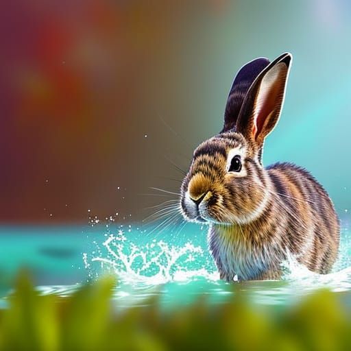 Bunny Splashing Water - AI Generated Artwork - NightCafe Creator