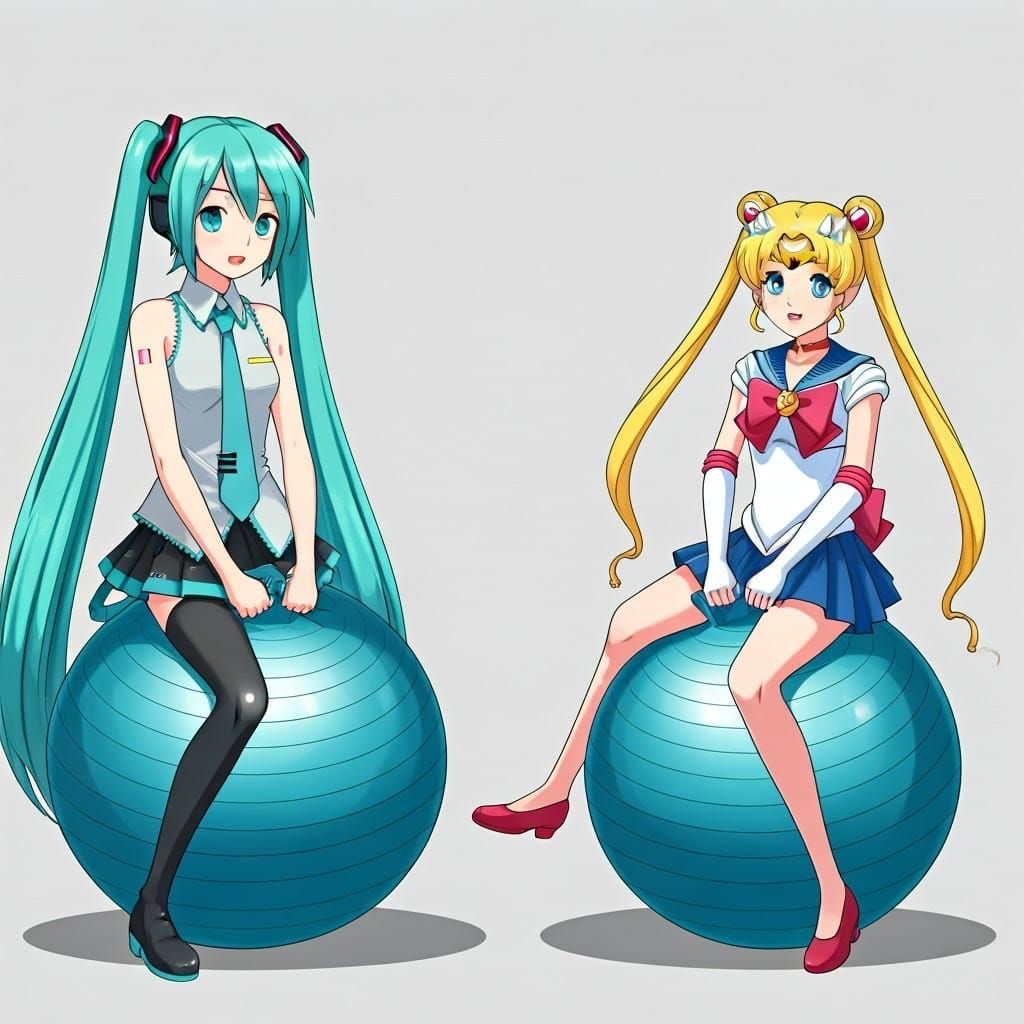 Anime Idols and Magical Girl Bounce on Trampolines - AI Art