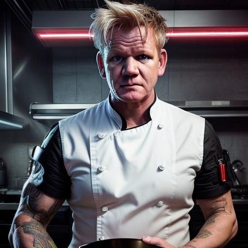 Chef Gordon Ramsay as a cyborg in the cyberpunk style cooking - AI ...