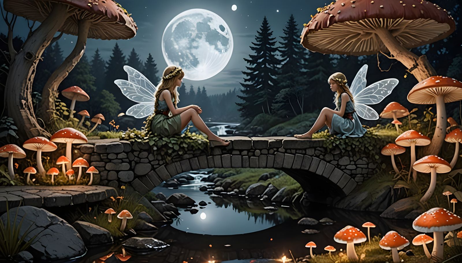 Moon Sprites - Luminous Fairy by Moonlit Bridge