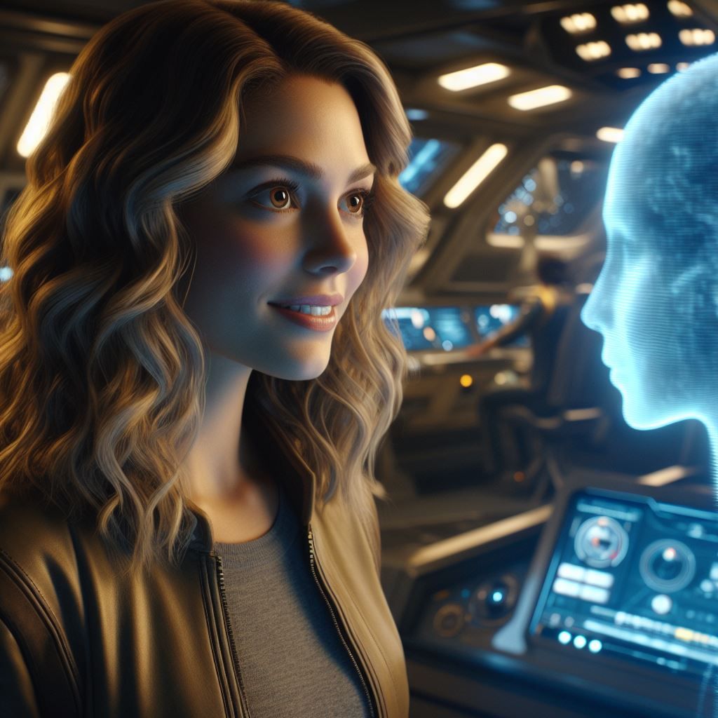 Commander Kelly on a call with an alien - AI Generated Artwork ...