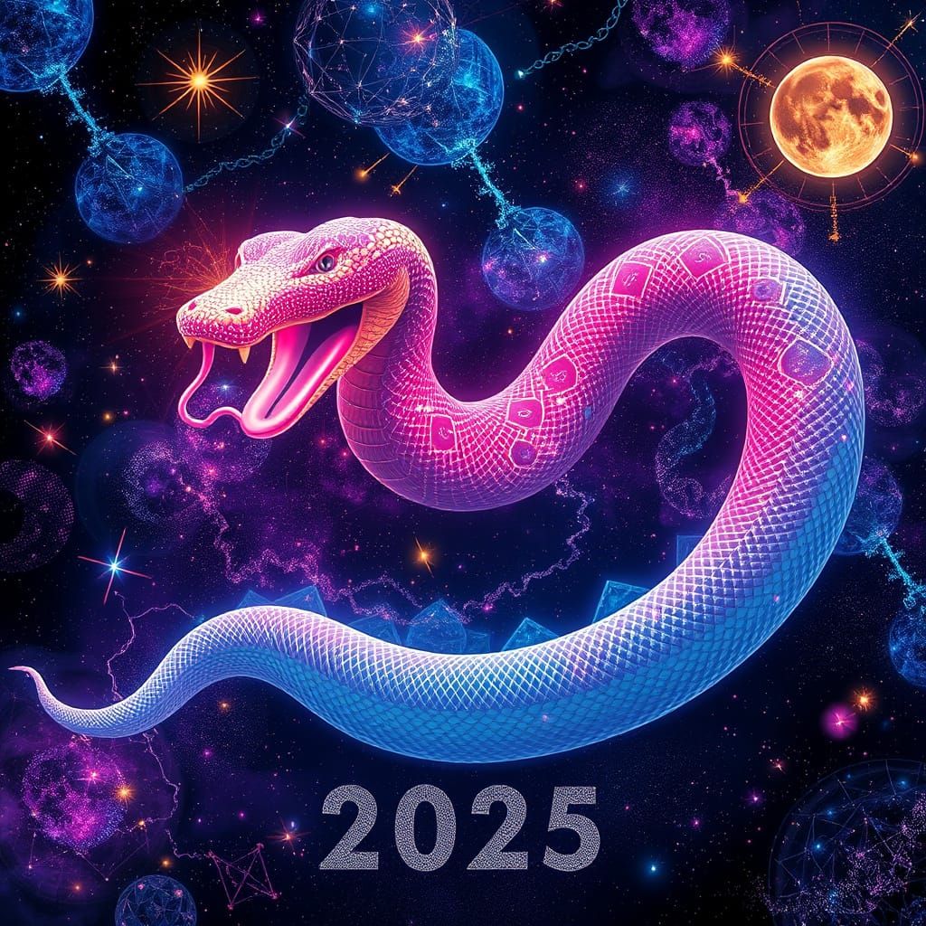 year of the snake 2025 - Cosmic Astral Illustration in 8K H...