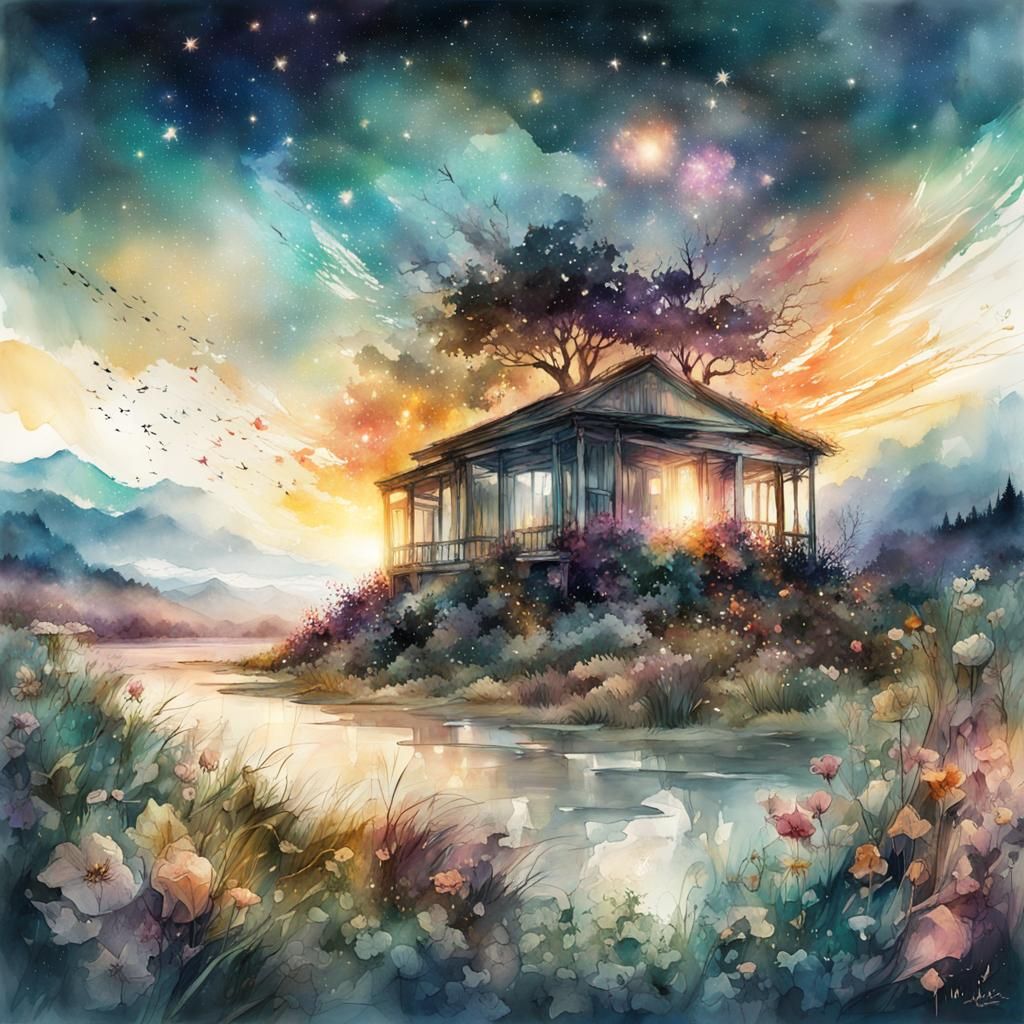 The stars fall from the sky and impact the ground - AI Generated ...