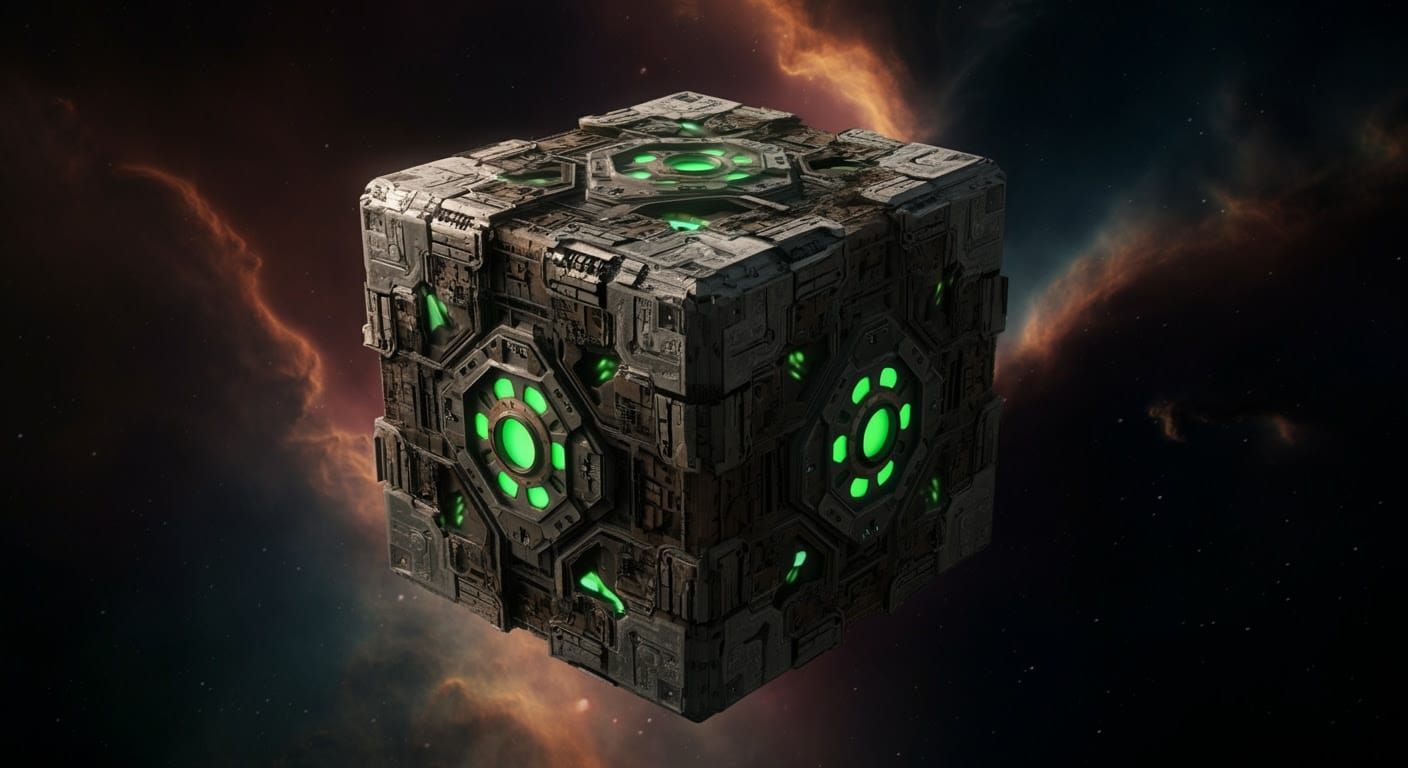 We Are The Borg - Surreal Futuristic Cube Suspended in a Vib...