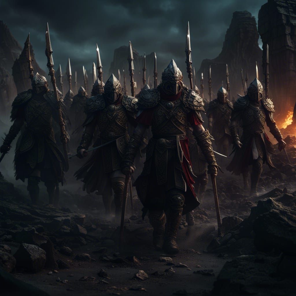 fantasy, Norse mythology, dark legion of soldiers from another world ...