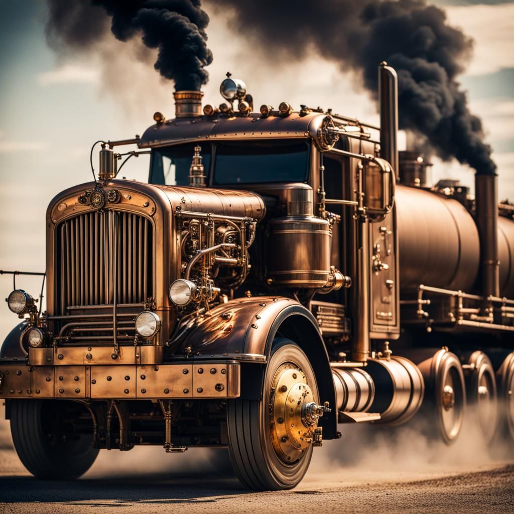 Truckin' On The Steampunk Big Rig - AI Generated Artwork - NightCafe ...
