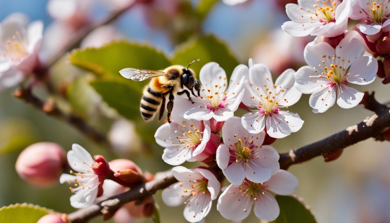 sipping nectar from apricot blossoms - AI Generated Artwork - NightCafe Creator