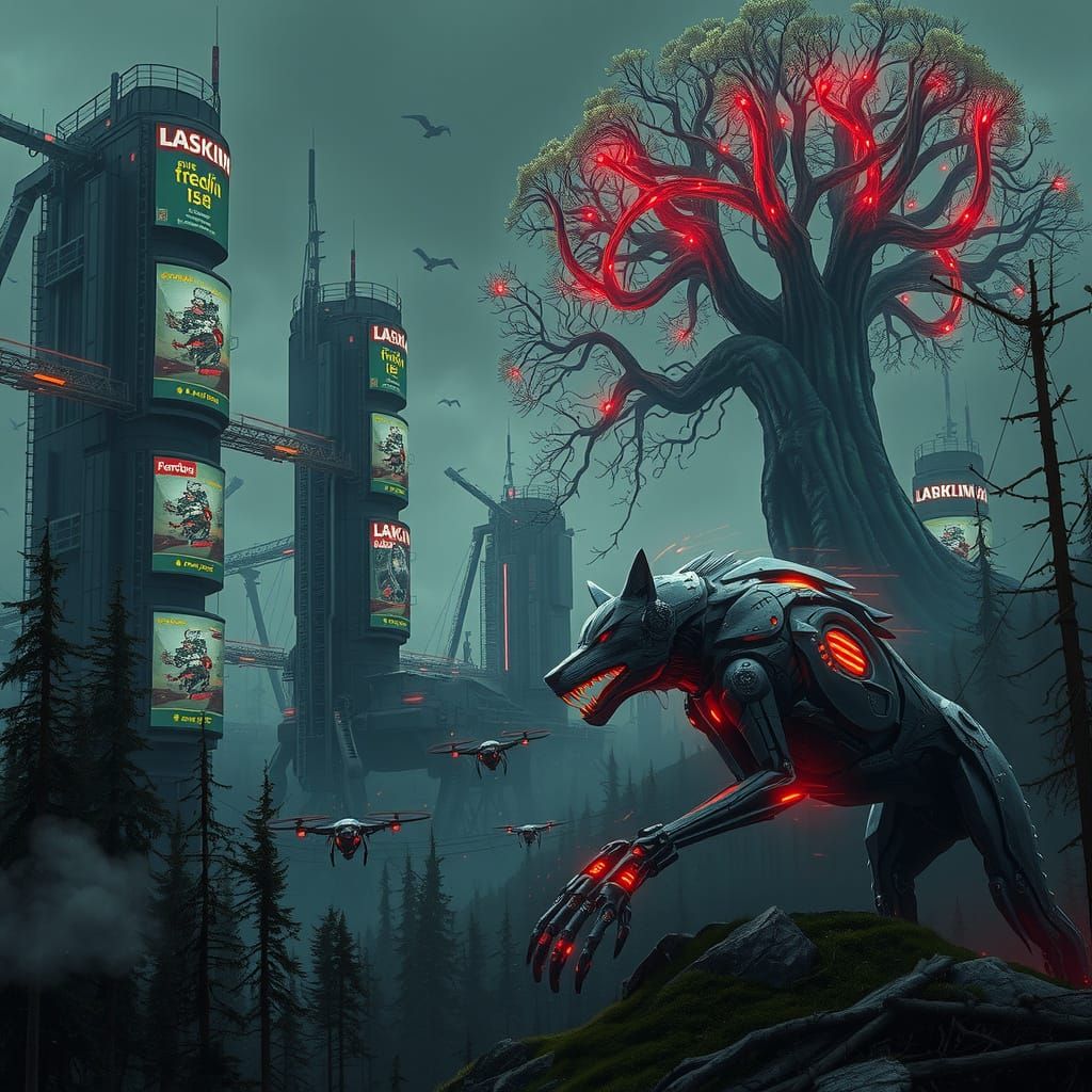 The Last Stand: Nature vs. Machine - Cyberpunk Dystopia: Nat...