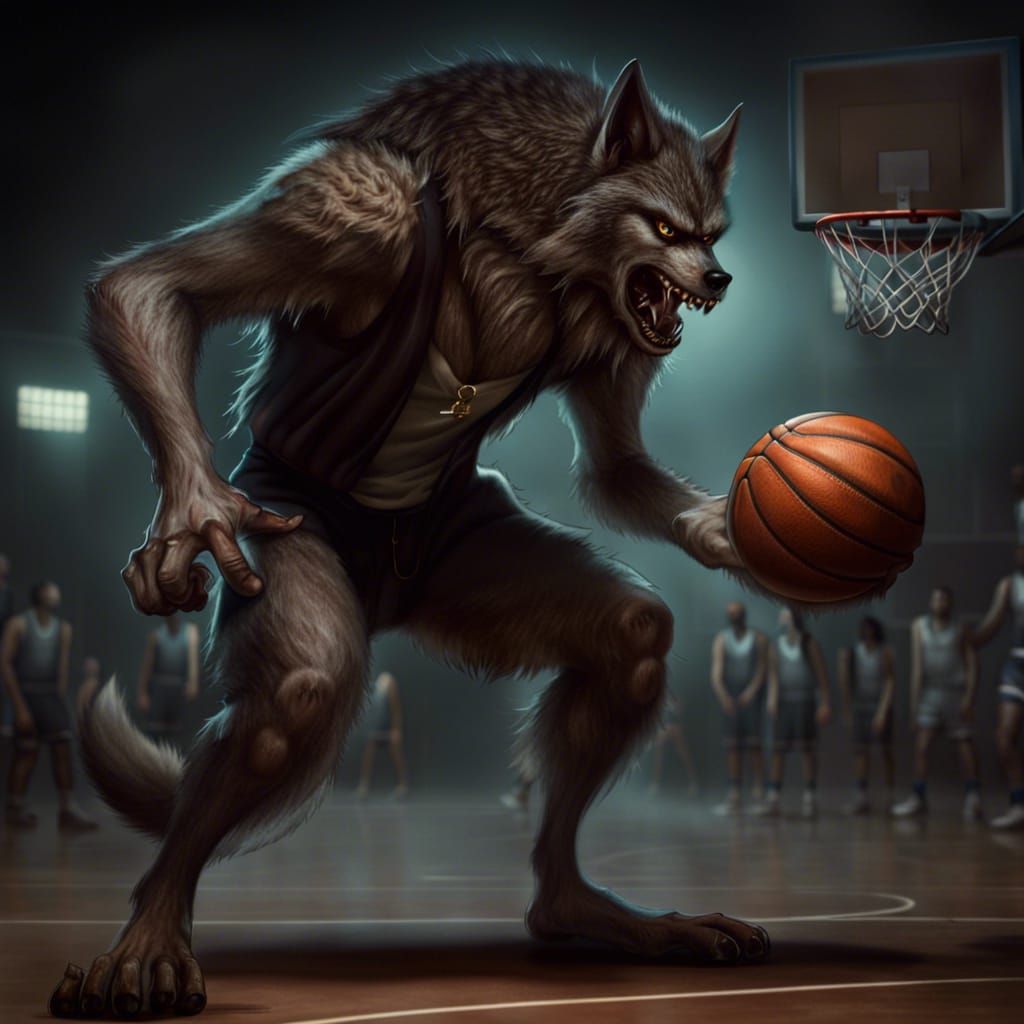 Werewolf playing basketball - AI Generated Artwork - NightCafe Creator