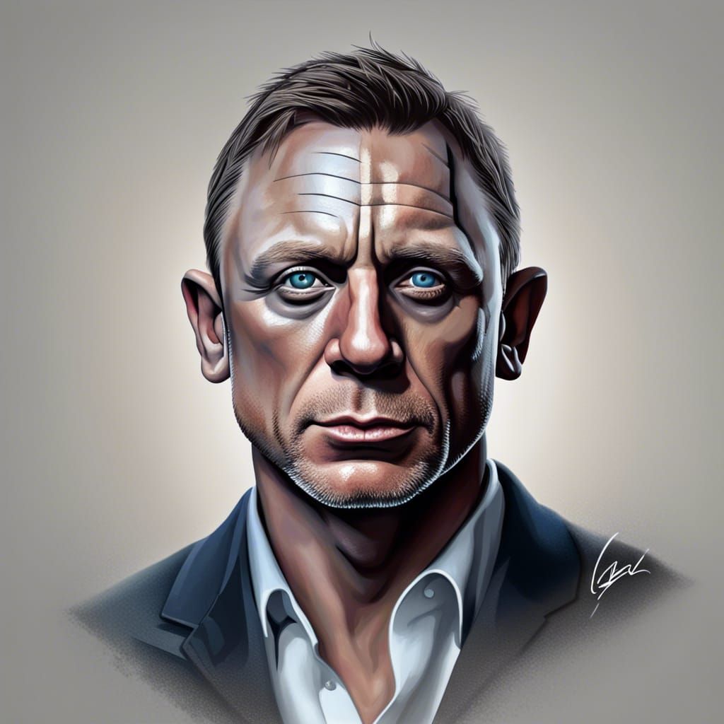 Daniel Craig Face painting by Greg Rutkowski, head and shoulders ...