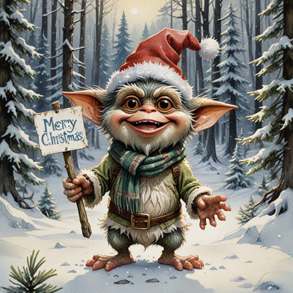 Gizmo the gremlin is a grinch - Whimsical Christmas Gremlin ...