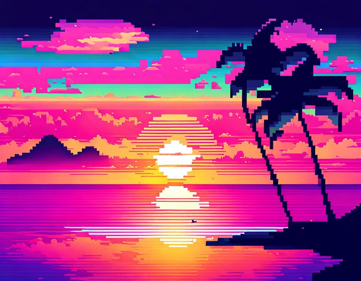 8-Bit Beach - AI Generated Artwork - NightCafe Creator