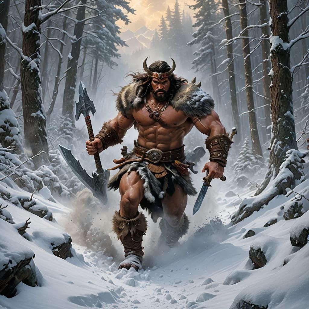 Barbarian in the Snow - AI Generated Artwork - NightCafe Creator